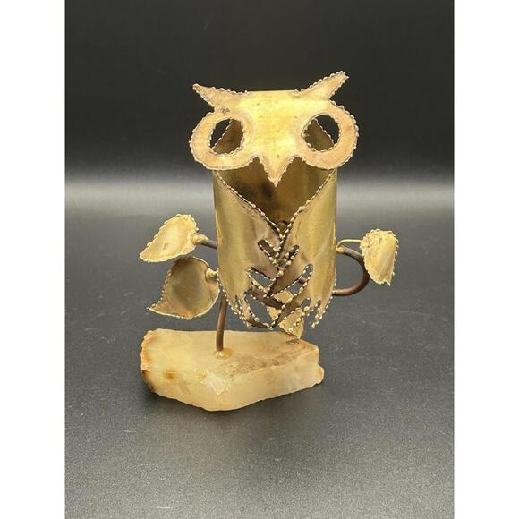 Other | Vintage Mid Century Modern Owl Sculpture Brutalist Torch Metal ...